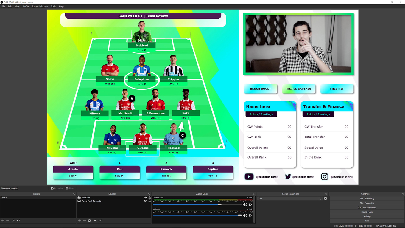 3D OBS Team Selection, Video Template | FPL Video Templates